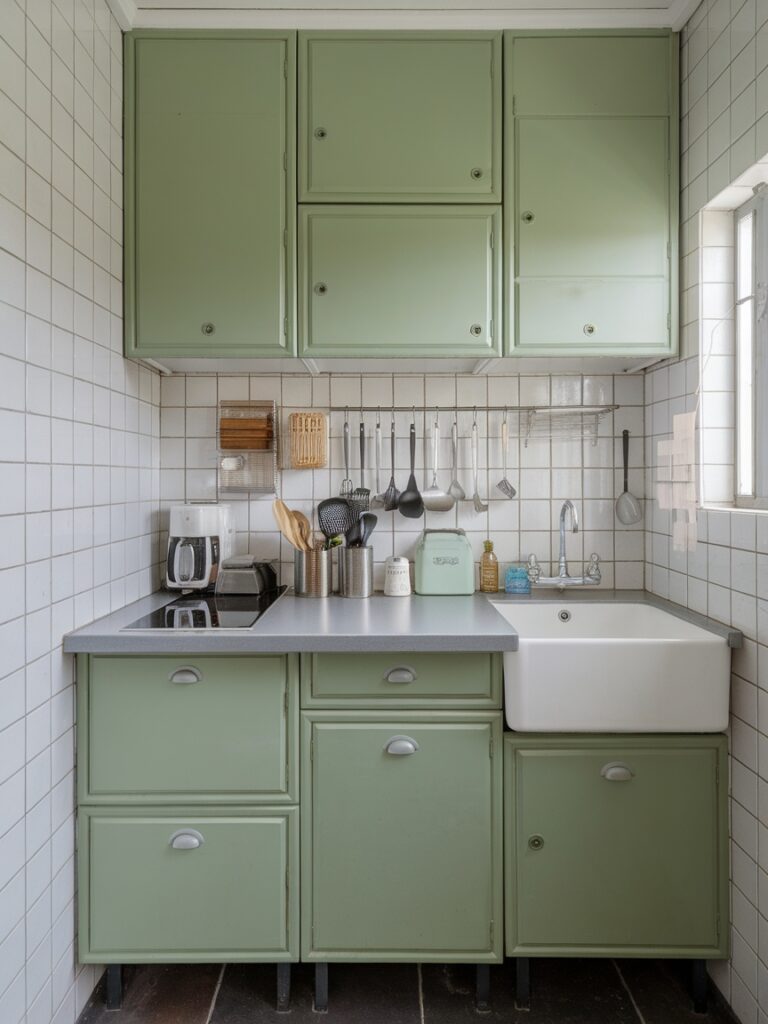 Meubles de Cuisine Vert Sauge Rustique pour une Élégance Naturelle